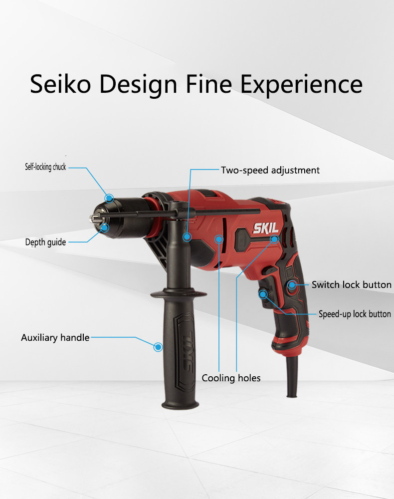 6725 Impact Drill W-10pc Drill Bits - Skil