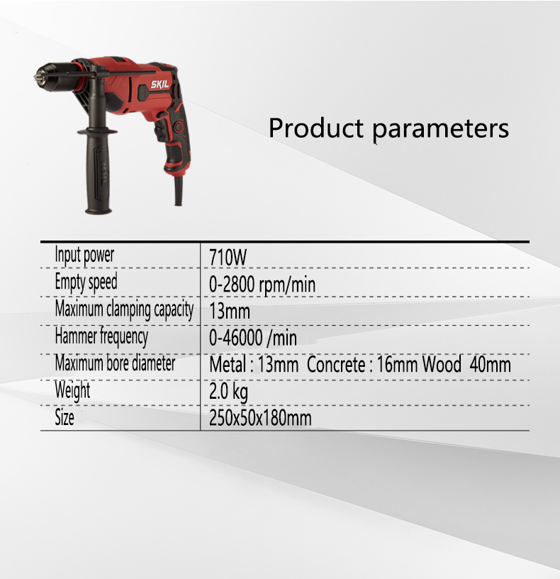 6725 Impact Drill W-10pc Drill Bits - Skil